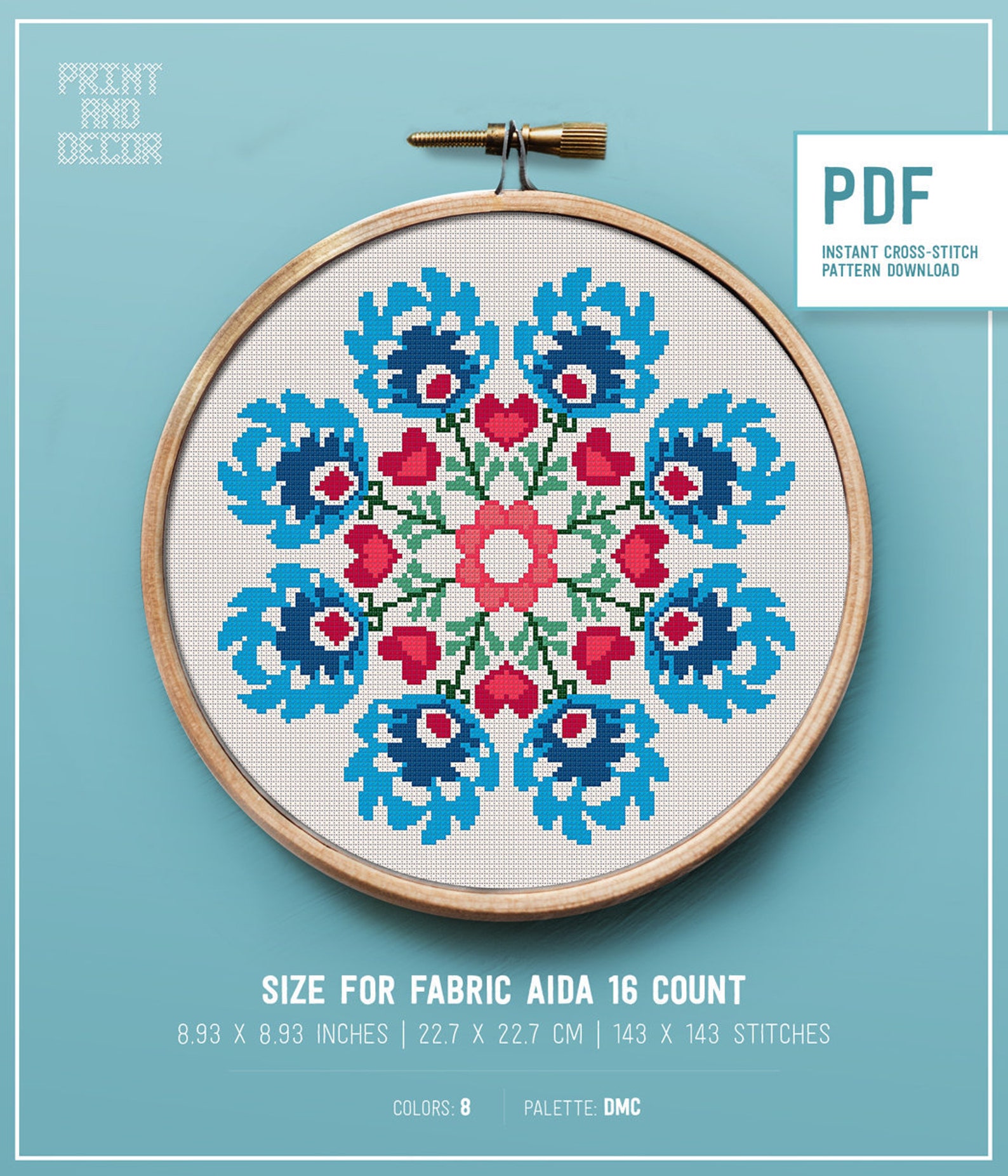 Colorful Flower Modern Cross Stitch Pattern Nature Floral - Etsy