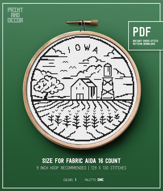 IOWA Cross Stitch Pattern United States Landscape Counted - Etsy
