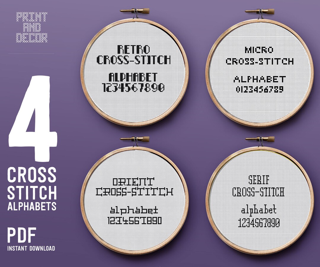 Alphabet Cross Stitch, Counted Cross Stitch Fonts Pattern, Easy ...