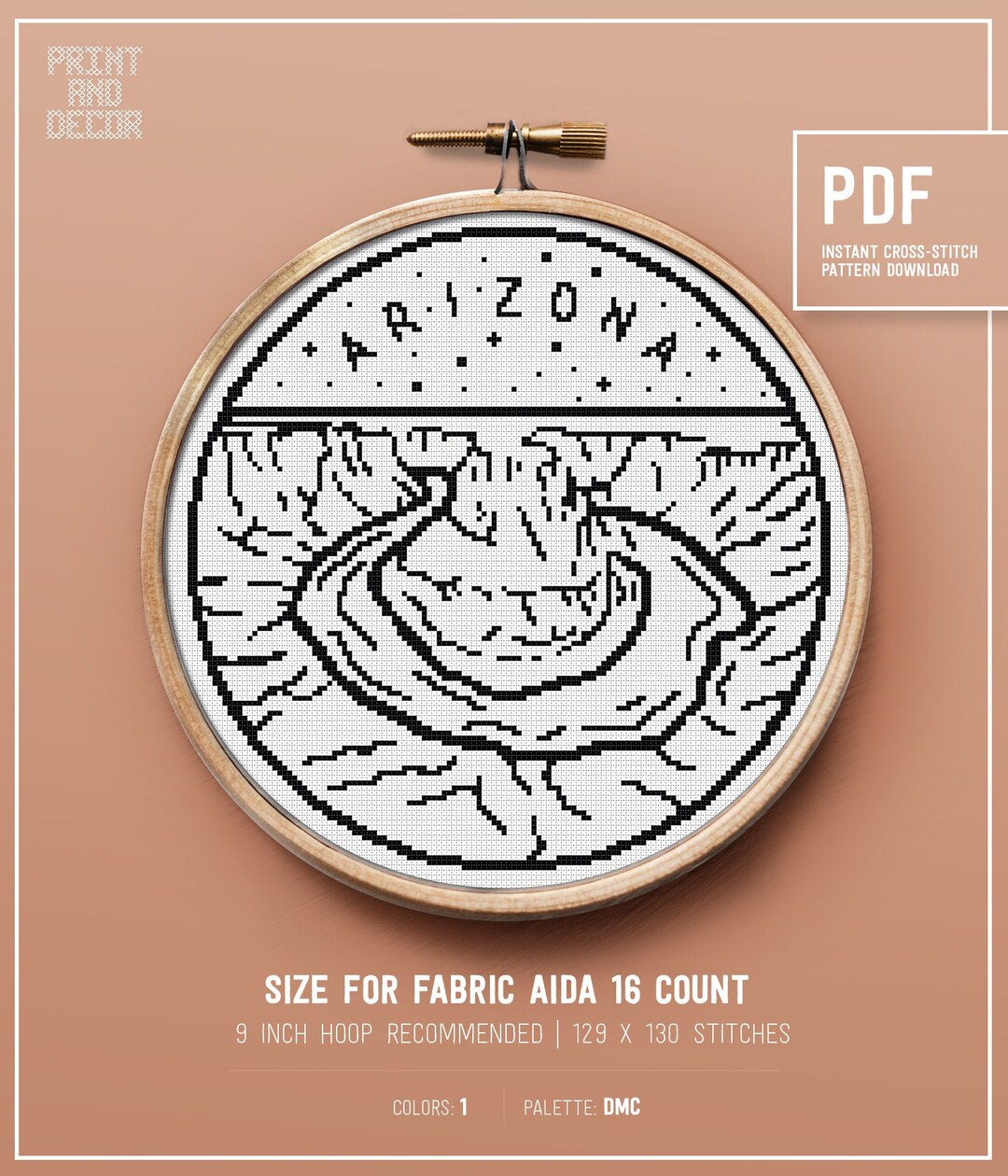 United States Landscape Cross Stitch Pattern, Arizona Theme, Easy ...