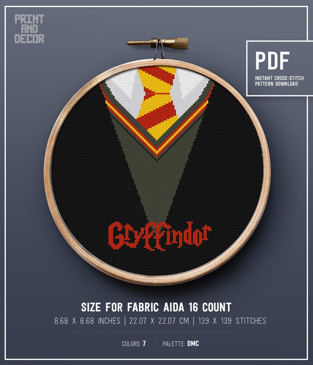 Wizard Cross Stitch Pattern, Embroidery Pattern PDF Cross-stitch, Fan ...