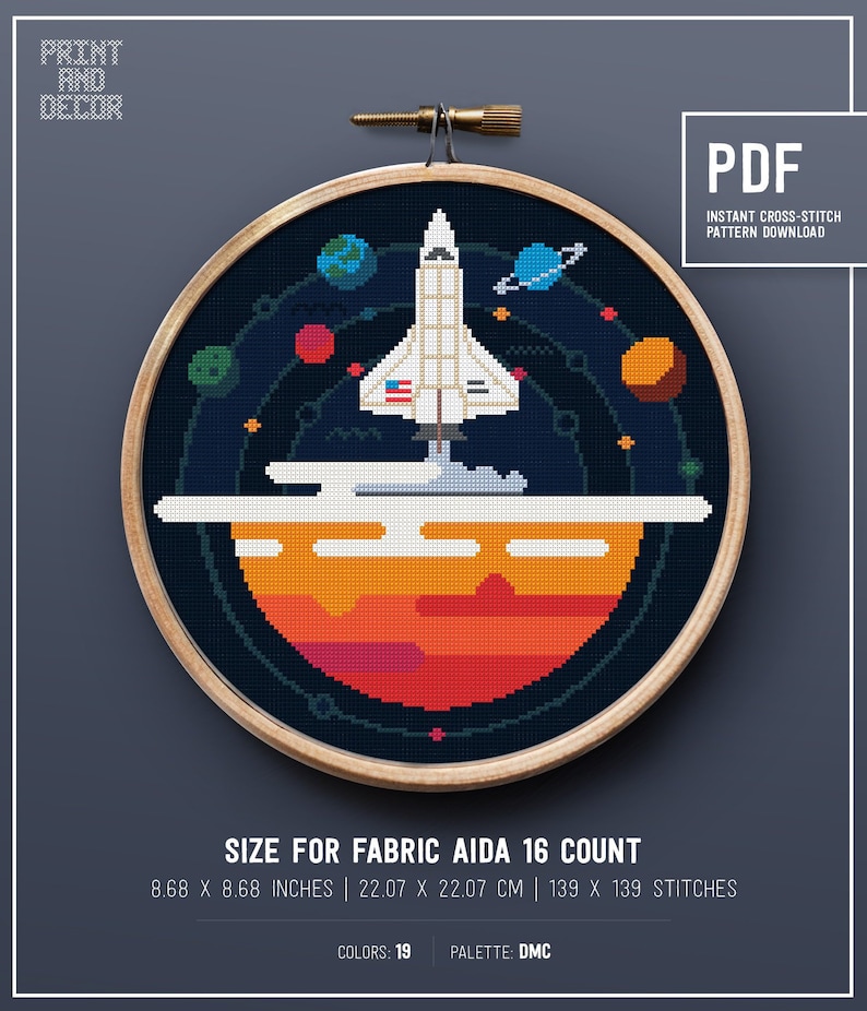 Space Rocket Modern Cross Stitch Pattern Universe Stars - Etsy UK