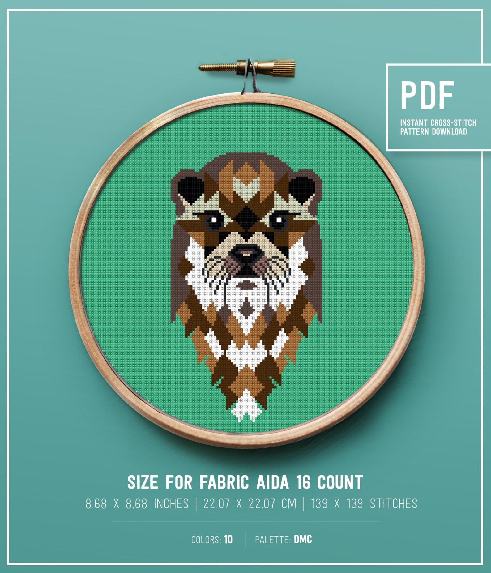 Geometric Otter Modern Cross Stitch Pattern Animal theme - Etsy Polska