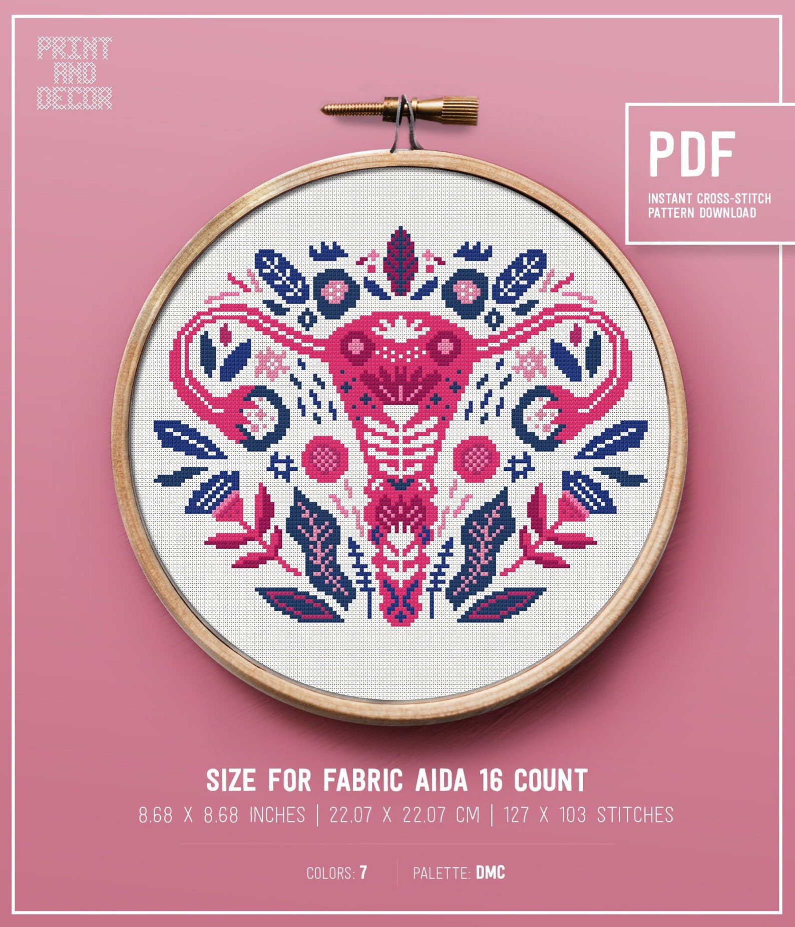 Female Ovary Cross Stitch Pattern Funny Cross Stitch Flower - Etsy