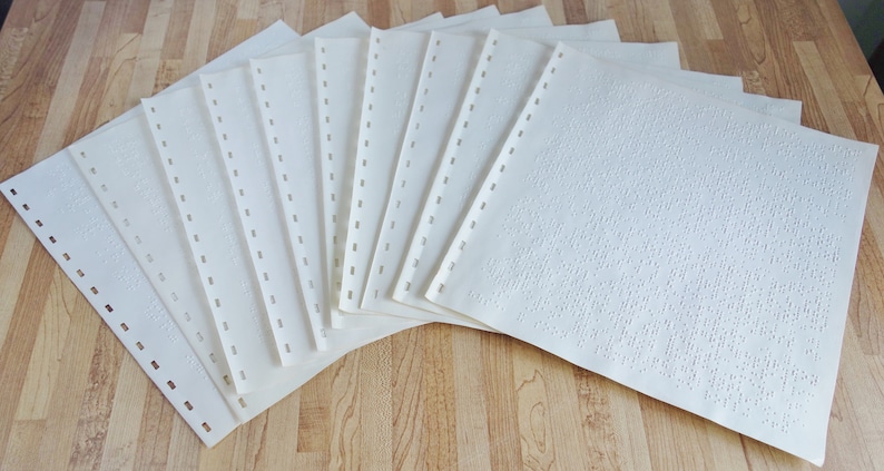 10 Braille Pages - Large Vintage Double-sided Papers - Etsy