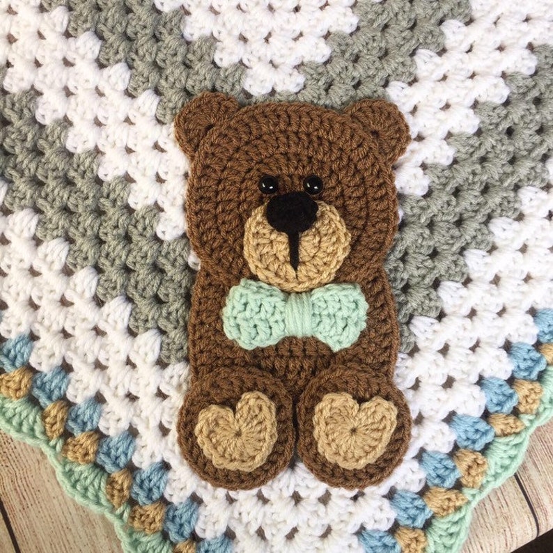 Baby Bear Blanket-crochet Baby Bear Blanket-handmade Baby Boy Blanket ...