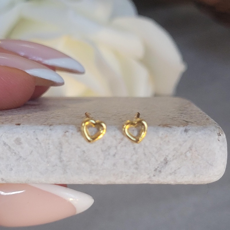 Fake Gold Heart Earrings - Etsy UK
