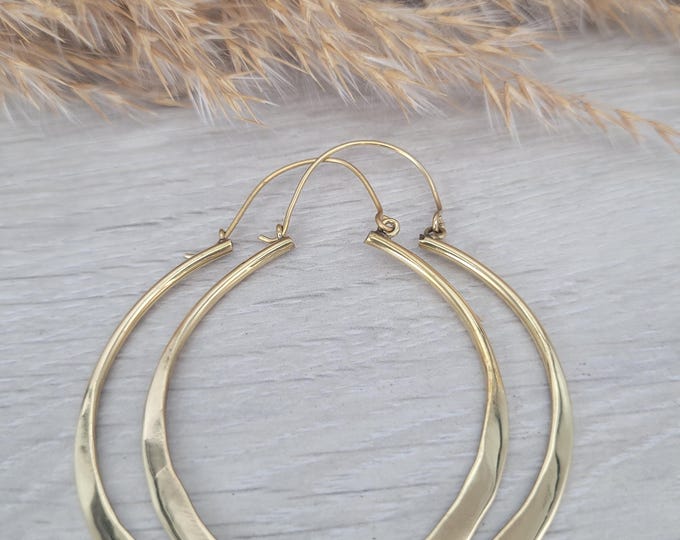 Large Gold Hoops / Big Hoops / Golden / Spiral / Boho / Rustic ...