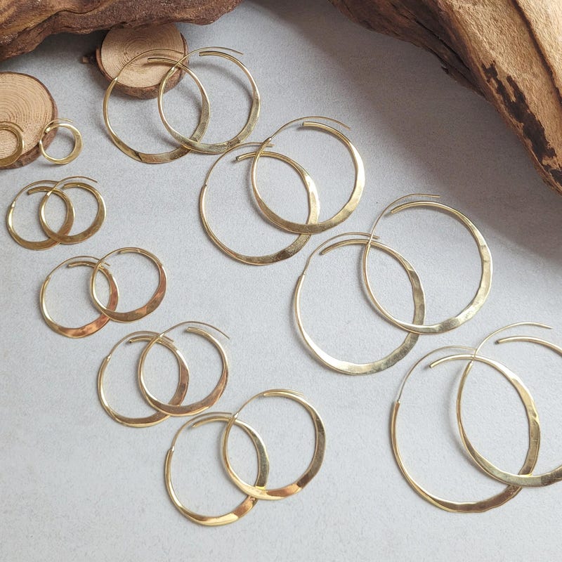 Brass Hoop Earrings 4cm - Etsy