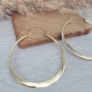 Large Gold Hoops / Big Hoops / Golden / Spiral / Boho / Rustic ...