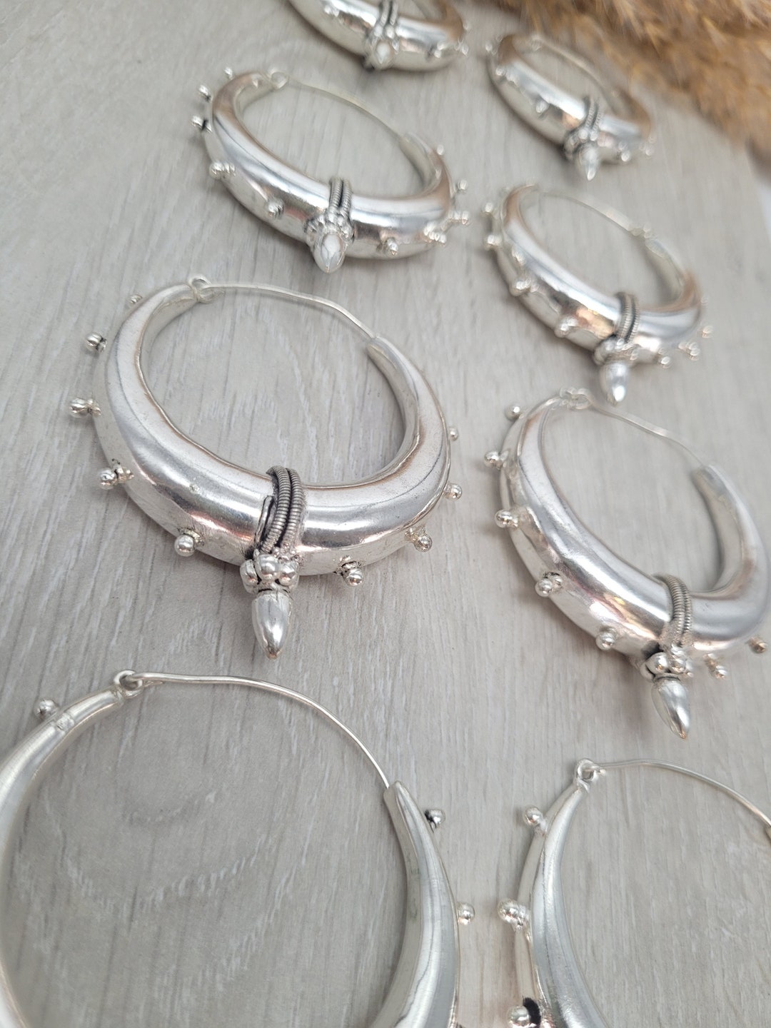 Silver Chunky Lightweight Hoops / Big Hoops / Large Earrings / Gypsy ...