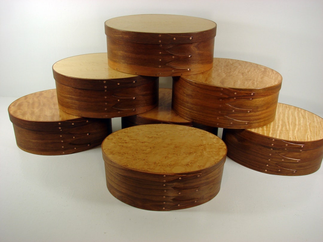 Shaker Oval Box - Size #4 - American Cherry With Figured Maple Top - Etsy