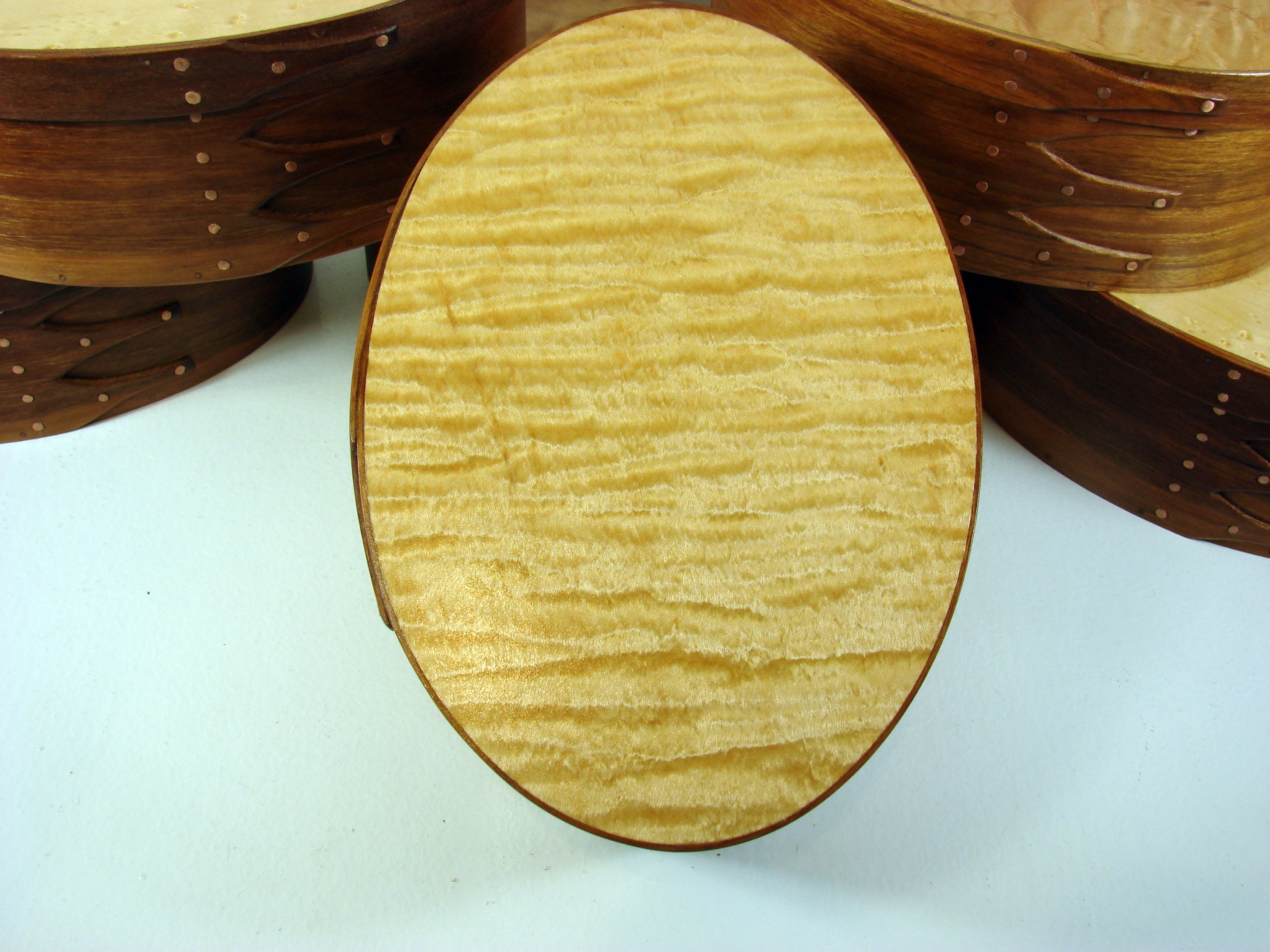 Shaker Oval Box - Size #4 - American Cherry With Figured Maple Top - Etsy