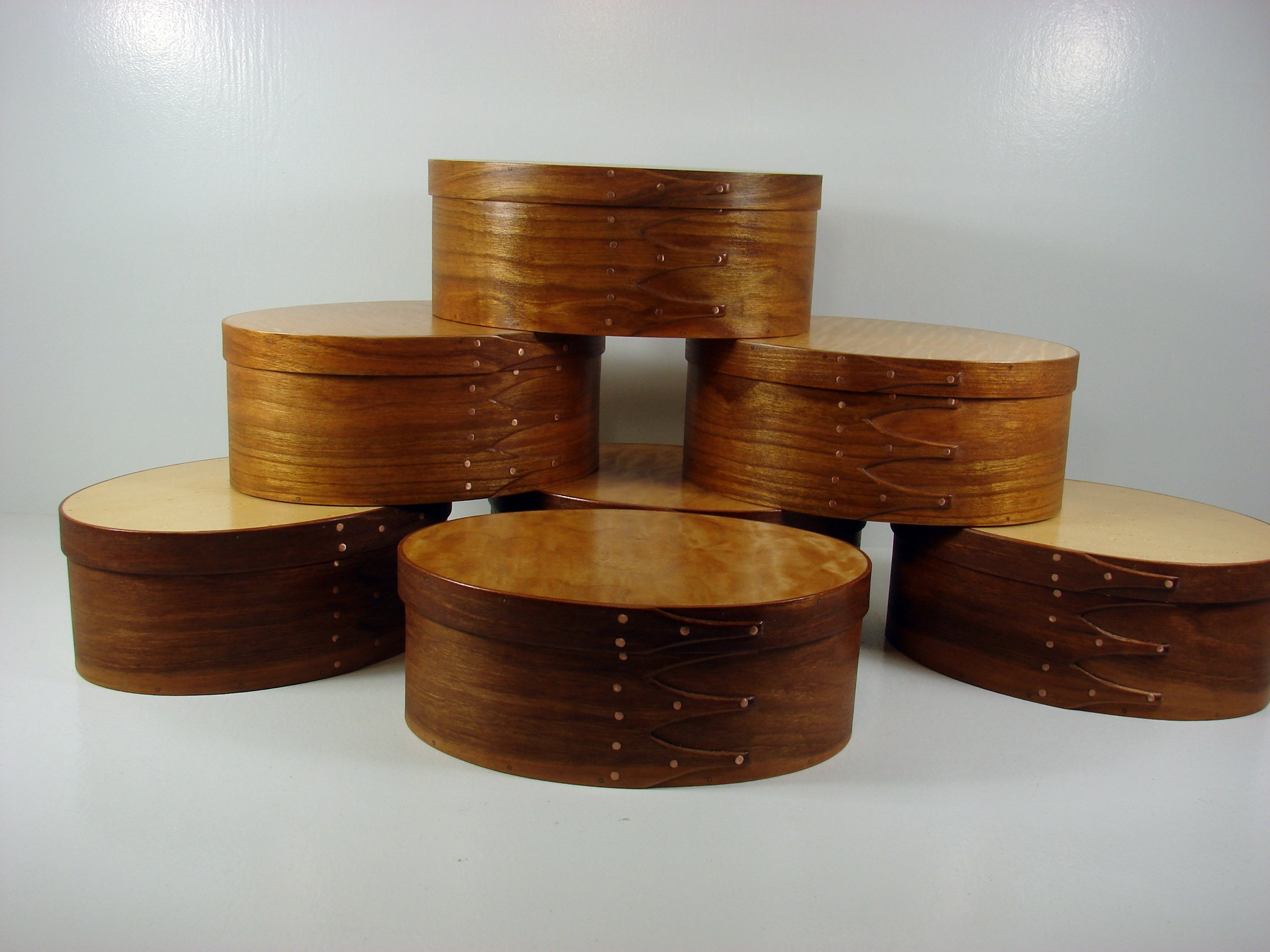 Shaker Oval Box - Size #4 - American Cherry With Figured Maple Top - Etsy