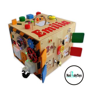 Customized Toddler Busy Box, Baby Busy Board, Wooden Toy Chest, Sensory ...