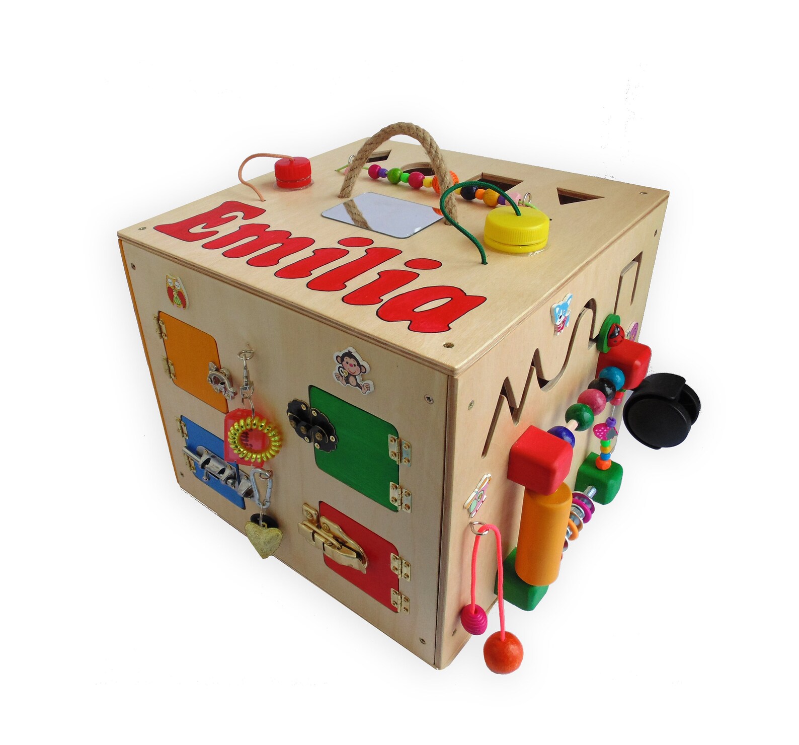 Customized Toddler Busy Box Baby Busy Board Wooden Toy - Etsy