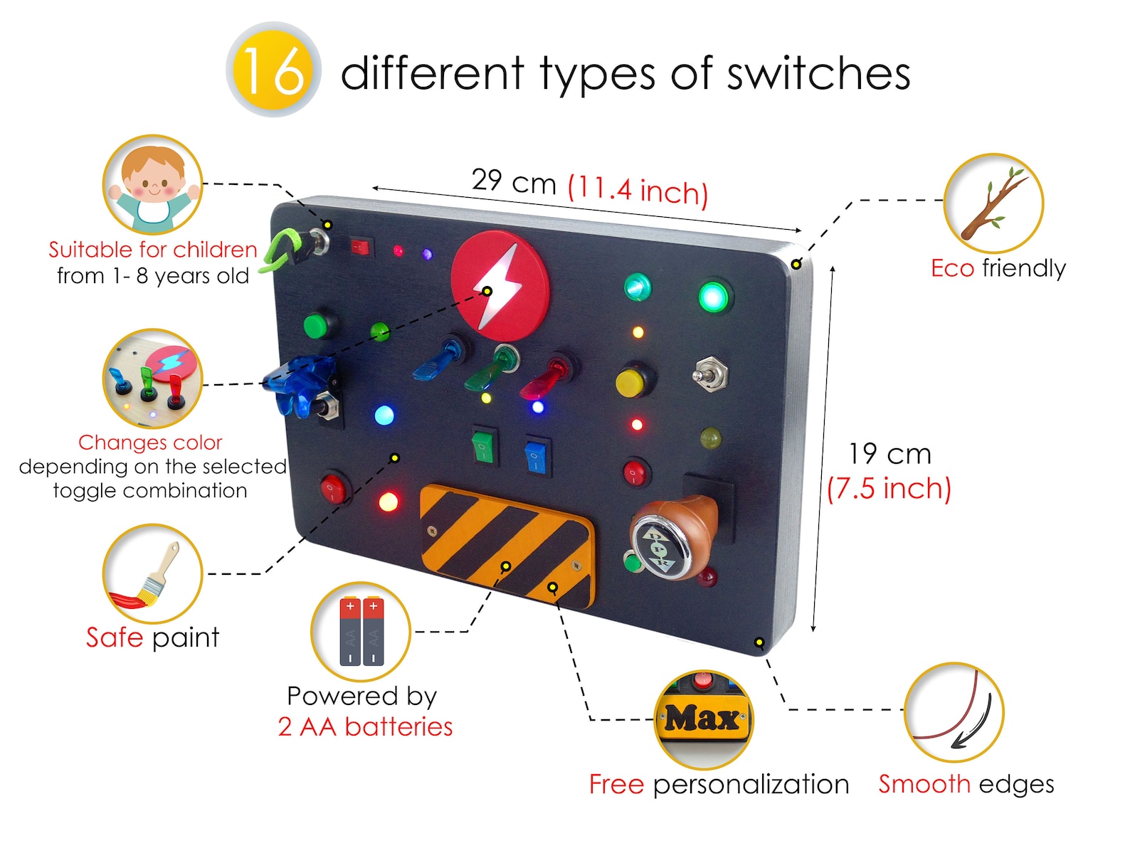 LED Light Switch Board for Toddler Electronic Busy Board for | Etsy