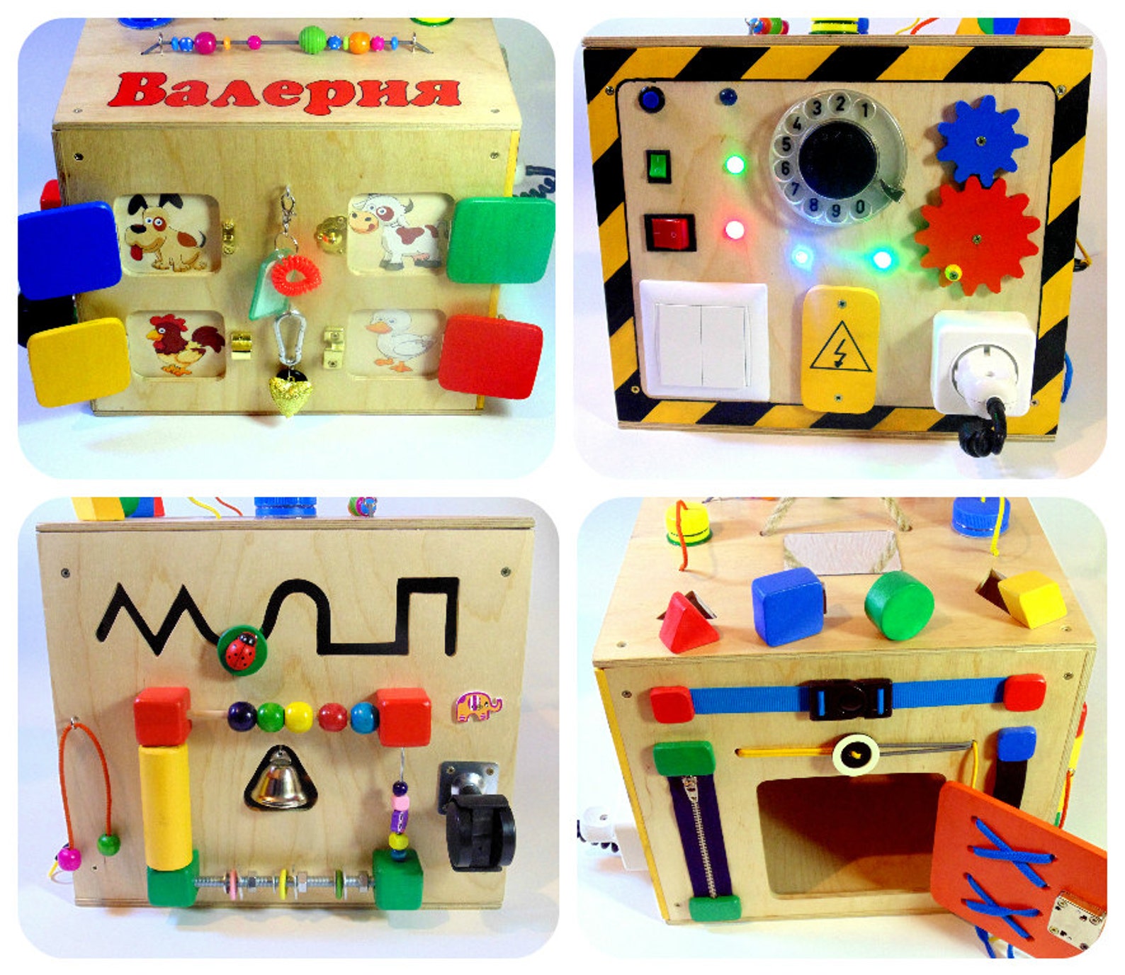 Customized Wooden Toy, Busy Box, Toddler Busy Board, Baby Activity ...