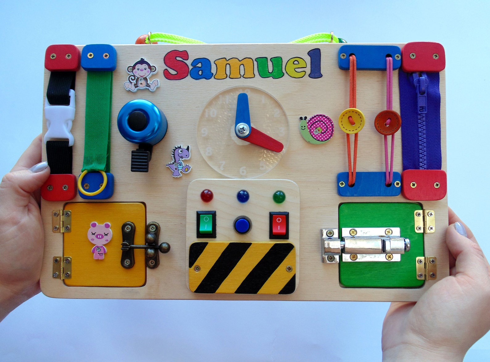 Personalized Busy Board for Toddlers With LED Lights Sensory Board Baby ...