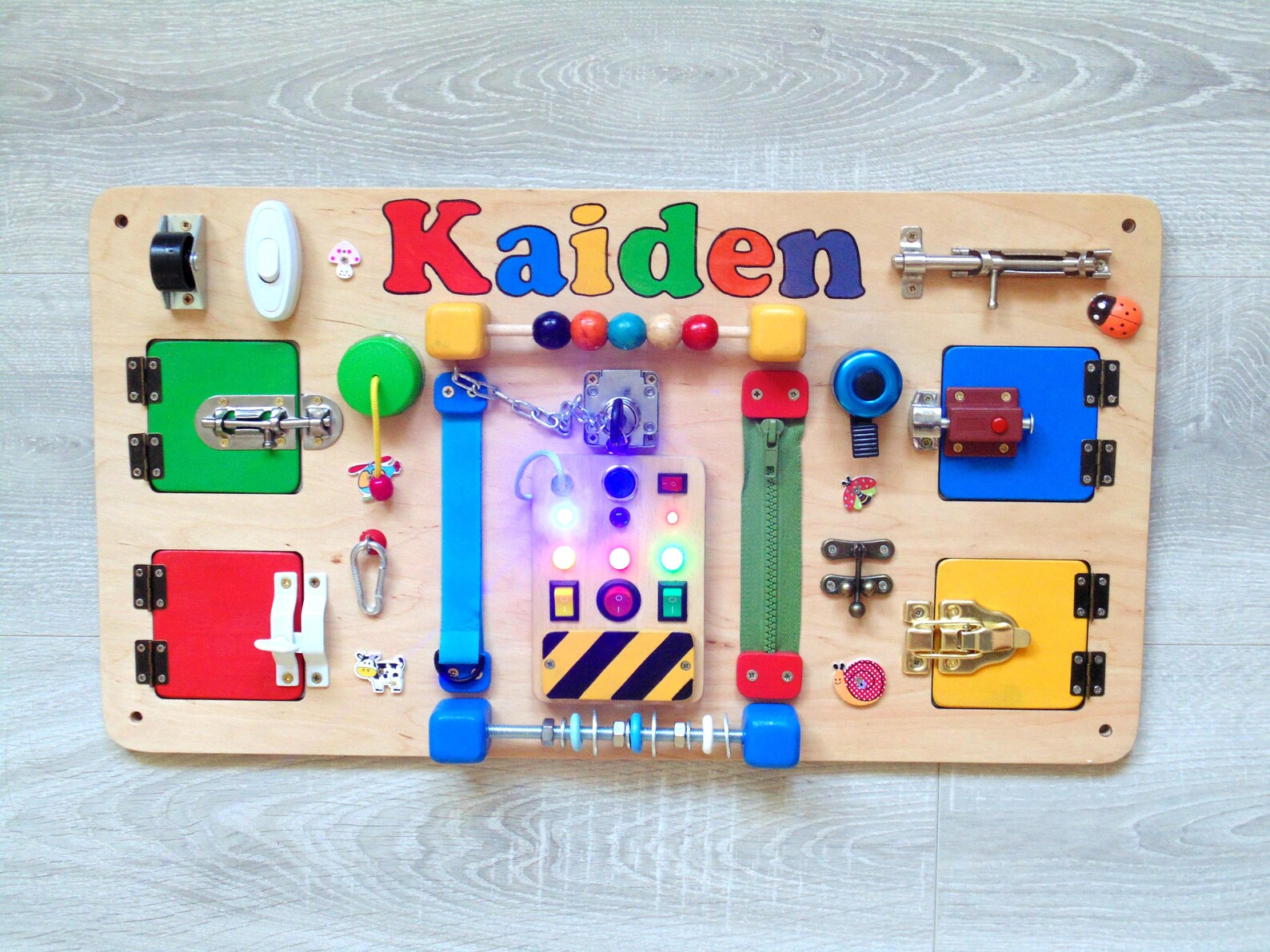 Customized Toddler Busy Board With LED Lights Activity Board - Etsy