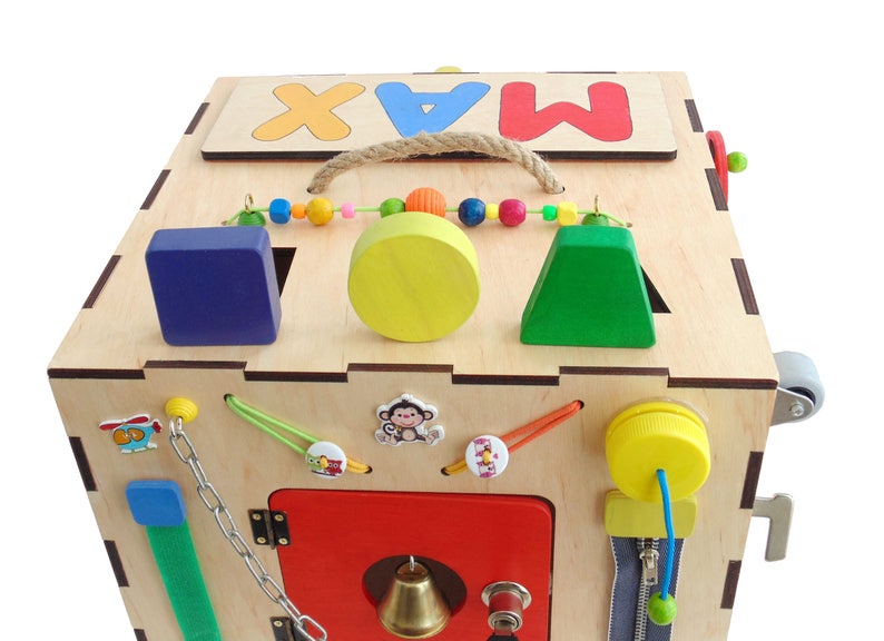 Personalized Wooden Busy Box for Toddler Wooden Shape Sorting | Etsy