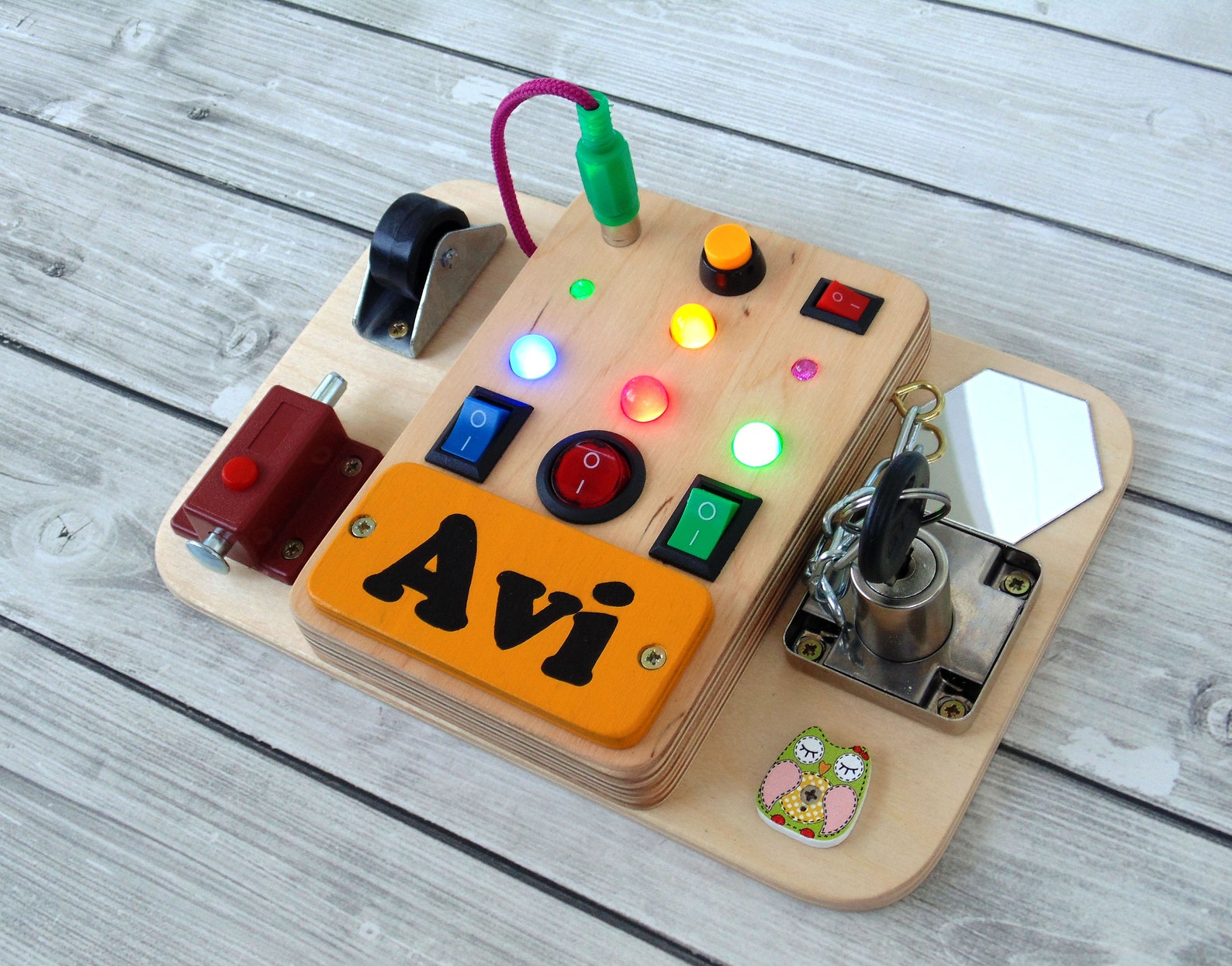 Travel Busy Board With Leds Wooden LED Light Toy Spaceship - Etsy