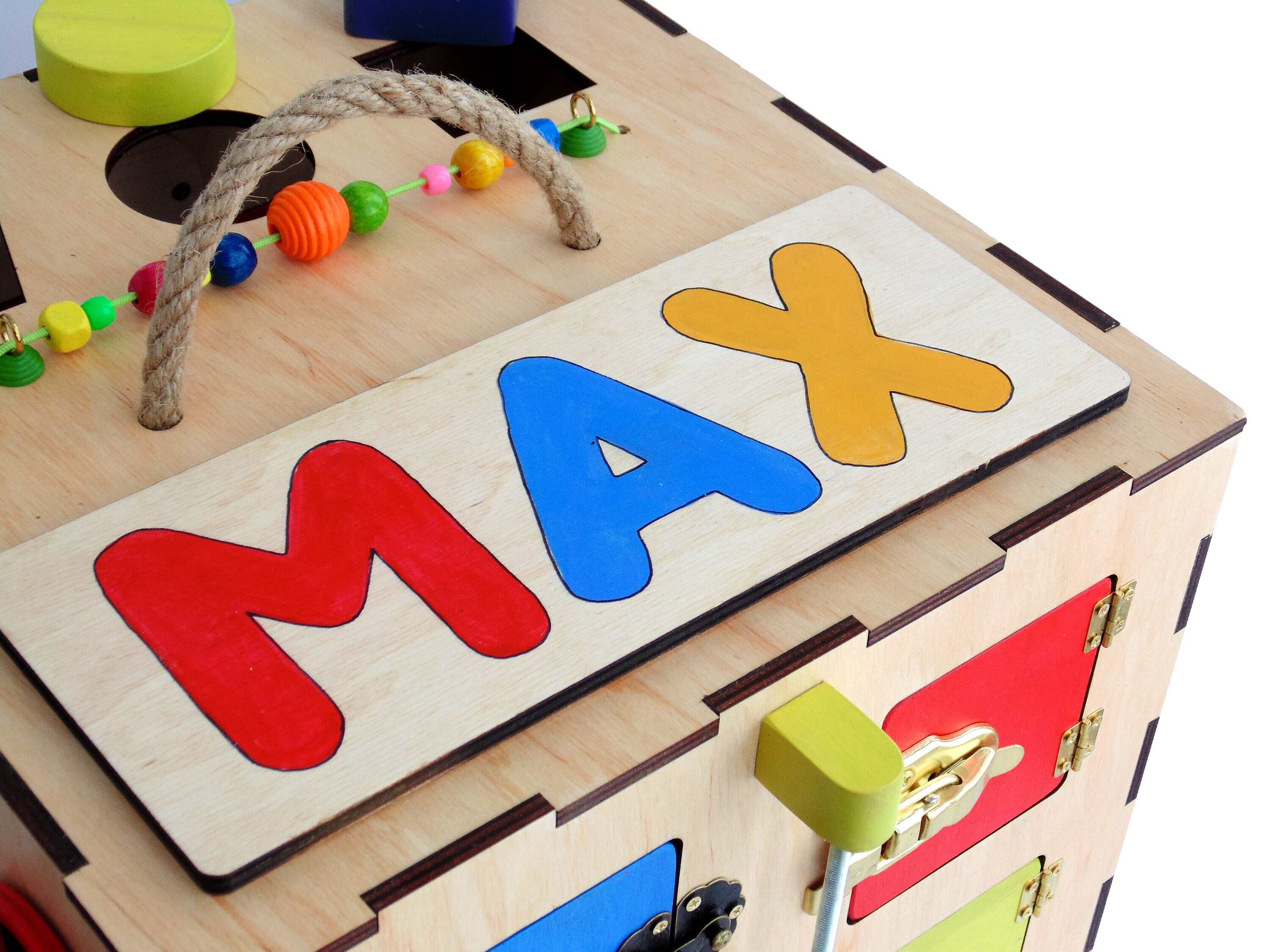 Personalized Wooden Busy Box for toddler Wooden Shape | Etsy