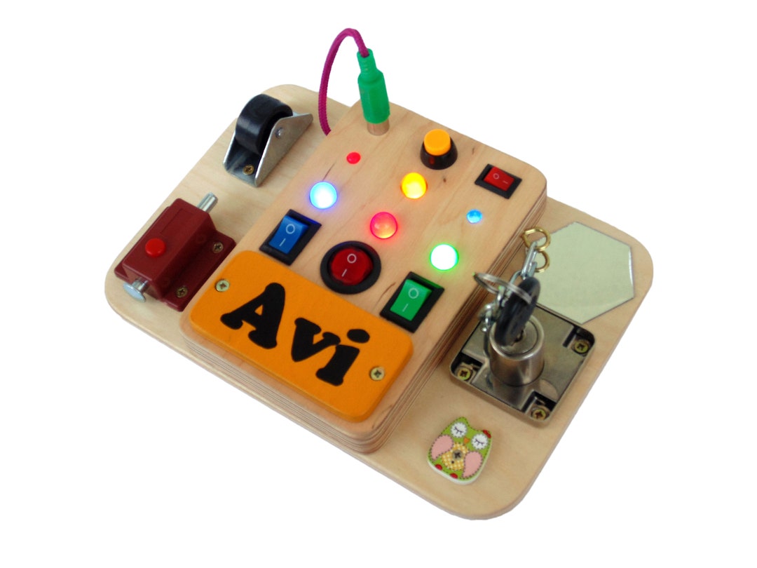 Travel Busy Board With Leds, Wooden LED Light Toy, Spaceship Control ...