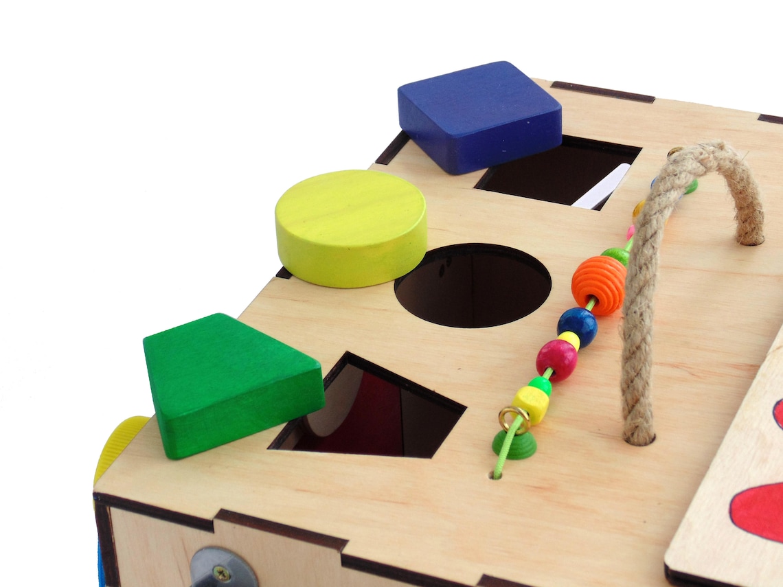 Personalized Wooden Busy Box for toddler Wooden Shape | Etsy