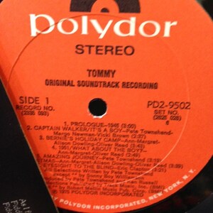 Tommy original Soundtrack Recording, 33 Rpm 12 Classic Rock Album, the ...