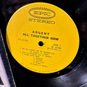 Argent-"all Together Now" Vintage Vinyl Record Album. "hold Your Head ...