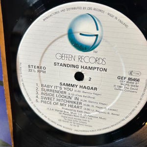 Sammy Hagar-"standing Hampton" Vintage Vinyl Record Album - Etsy