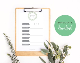 Important Numbers Template - Etsy