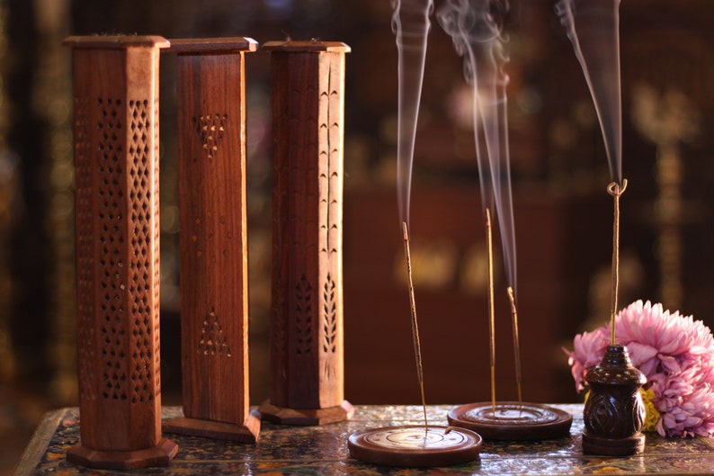 Incense Burner Wooden Triangle Tower | Etsy