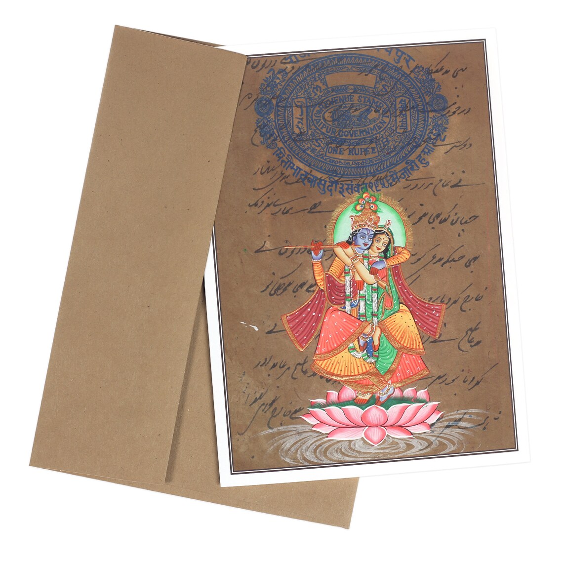 Radha Krishna Greeting Card Radha Krishna on Lotus - Etsy