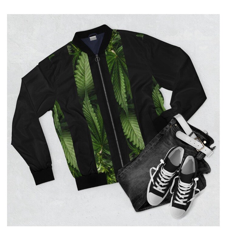 Cannabis Jacket Bella Foglia Di Cannabis Bomber Jacket - Etsy