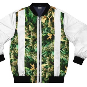 Cannabis Jacket Verde Fioritura Cannabis Bomber Jacket - Etsy