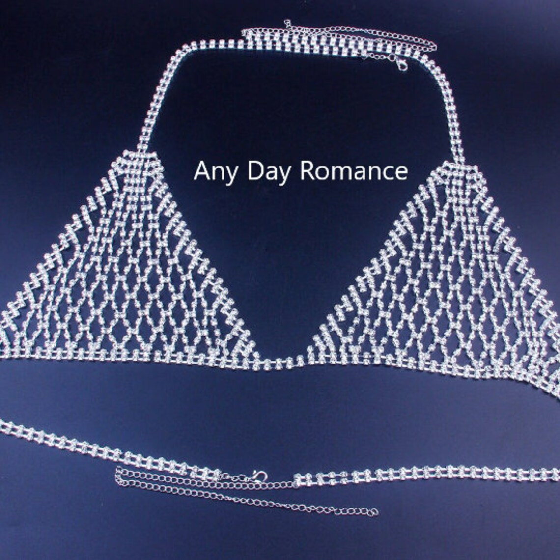 Silver Rhinestone Bra and Thong Set/us Next Day - Etsy