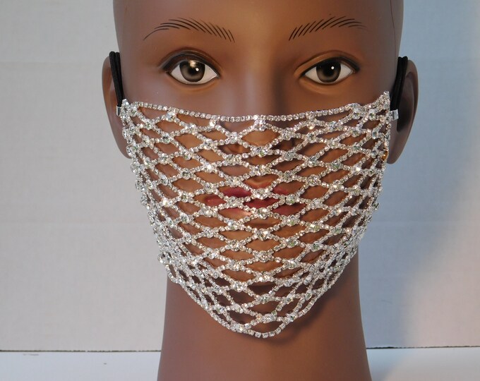 Silver Rhinestone Face Mask Cover/wedding Face Mask/birthday Face Mask ...