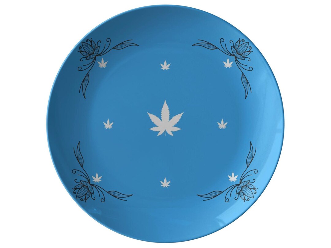 Bellissimo Blue Cannabis Plate/cannabis Plate/cannabis Dinnerware ...