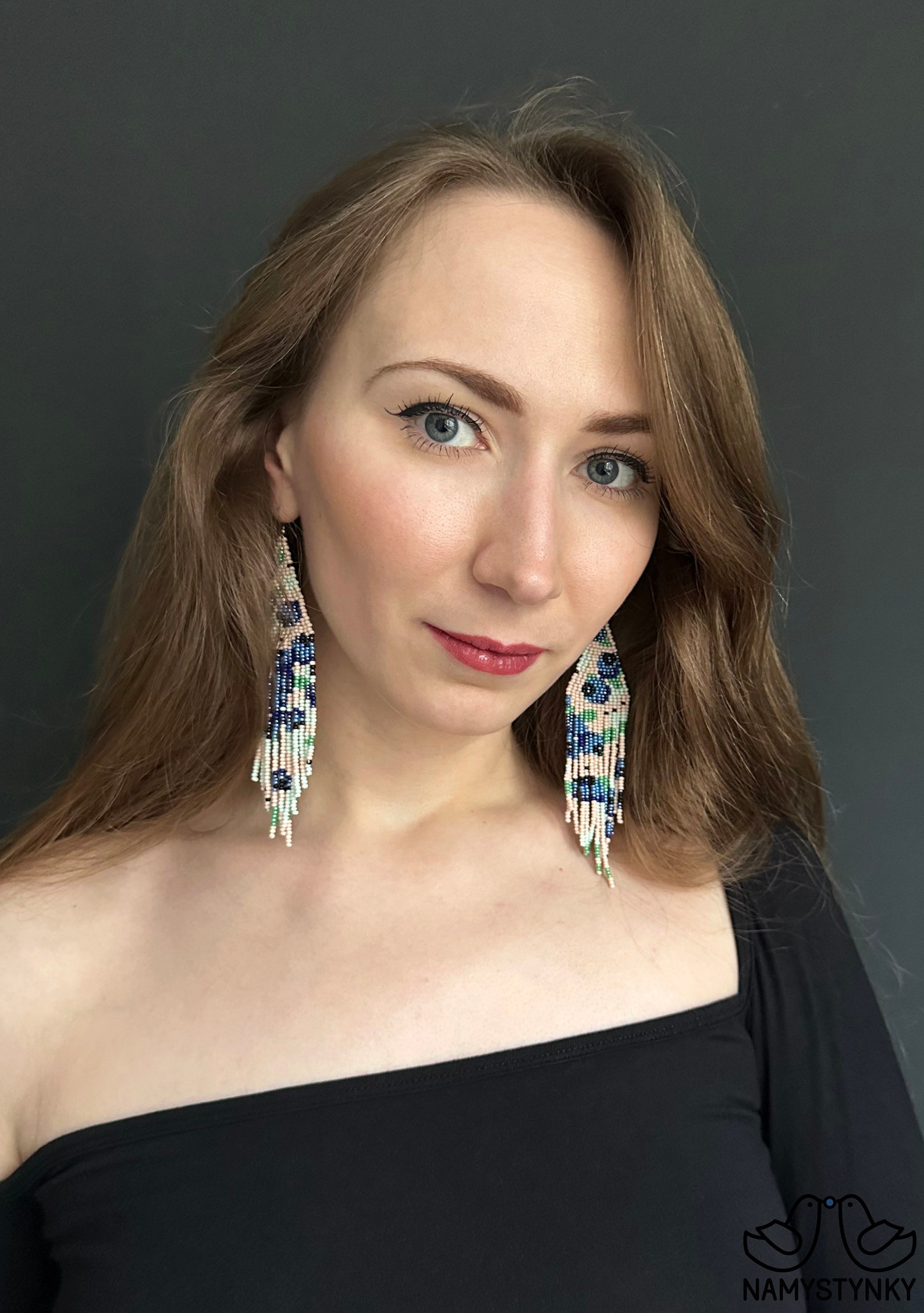 Blueberry Beaded Earrings Bilberry Beadwork Earrings Berry - Etsy