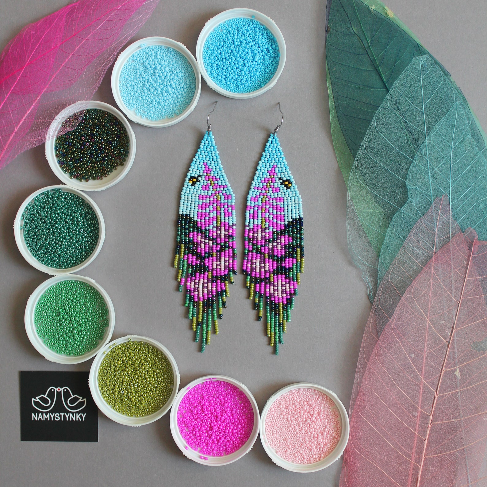 Mountain Landscape Beaded Earrings Fireweed Flowers Beadwork - Etsy