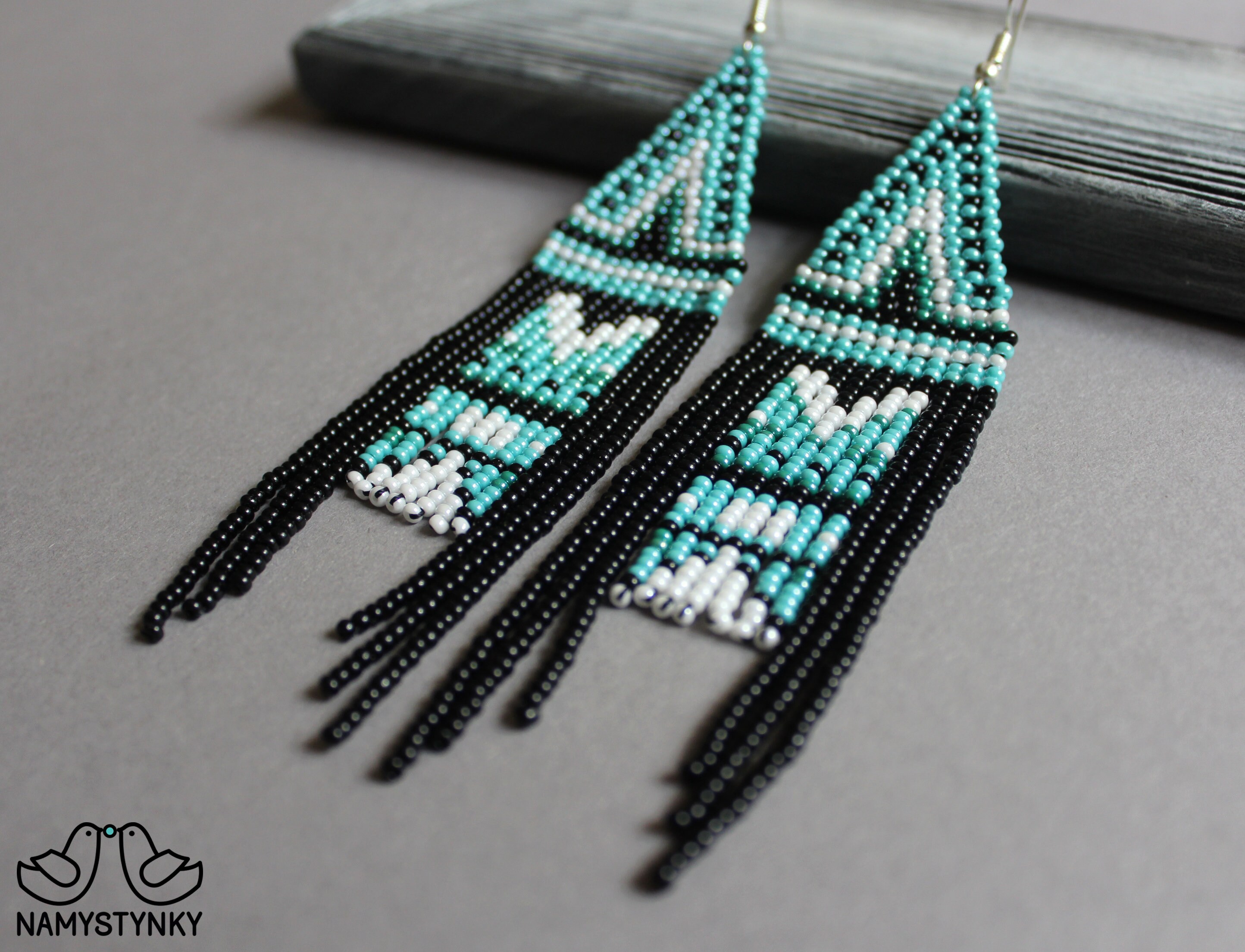 Turquoise fringe earrings Beaded earrings Long earrings Blue | Etsy
