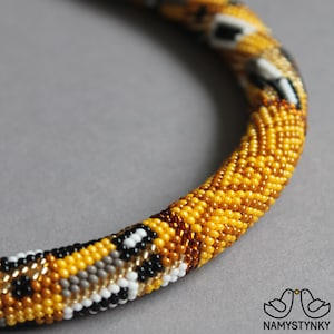 Gustav Klimt Inspired Beaded Crochet Necklace the Kiss Shiny Modern ...