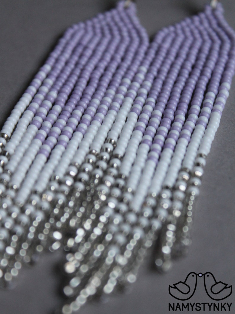 Light purple beaded earrings Lilac earrings Violet earrings | Etsy