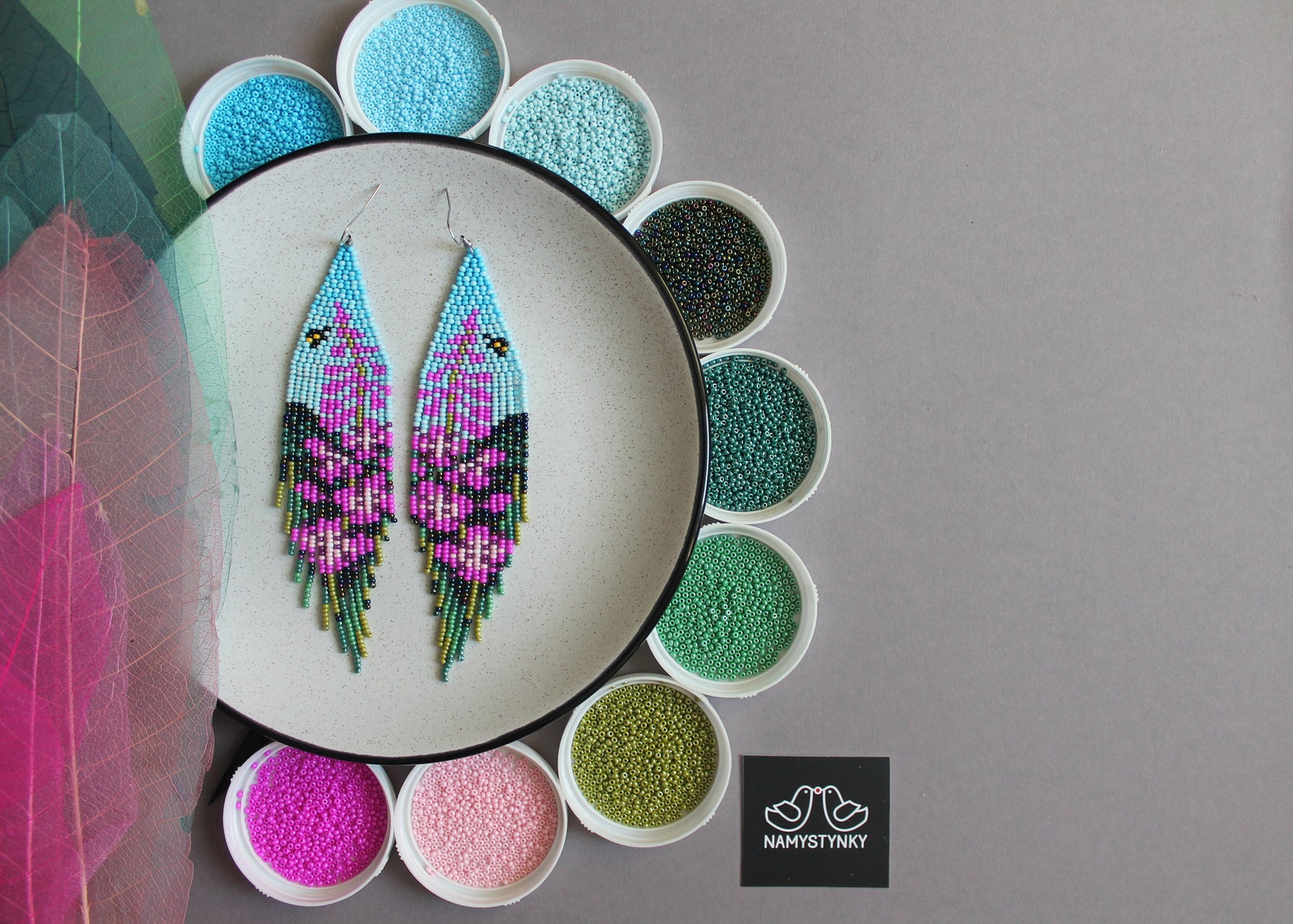 Mountain Landscape Beaded Earrings Fireweed Flowers Beadwork - Etsy