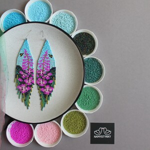 Mountain Landscape Beaded Earrings Fireweed Flowers Beadwork Earrings ...