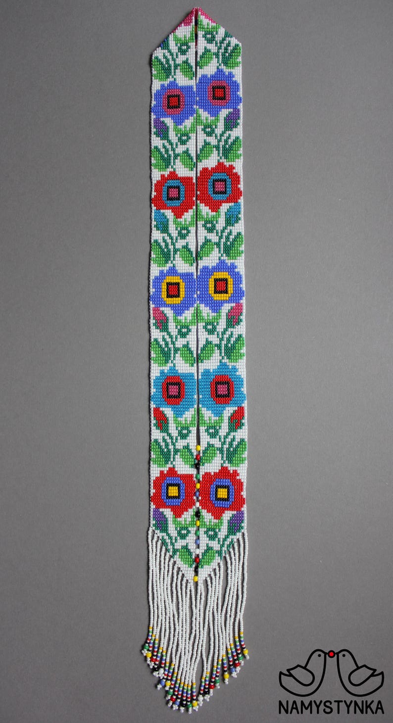 Flowers necklace gerdan Ukrainian jewelry Beaded necklace Boho | Etsy