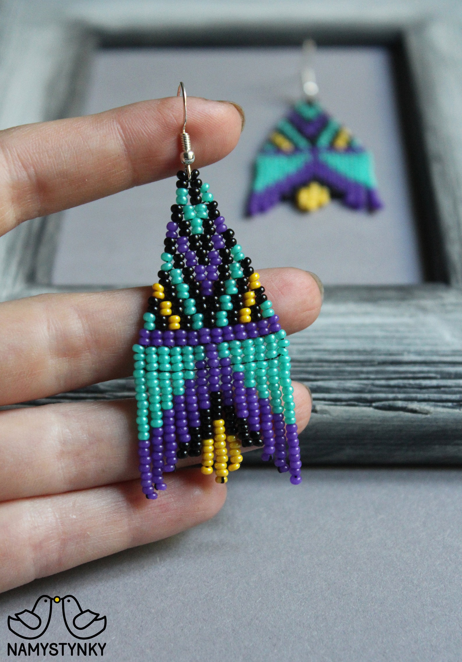 Green Turquoise Seed Bead Earrings Fringe Earrings Beaded | Etsy