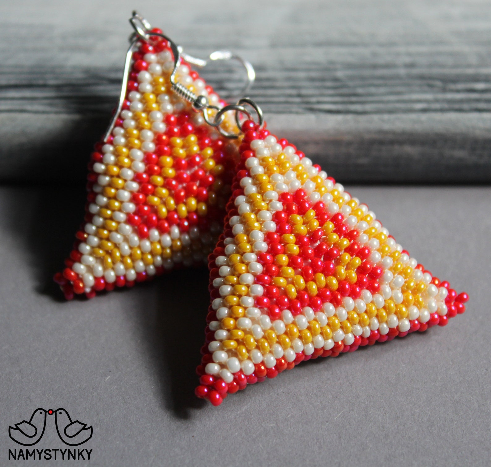 Triangular beaded earrings Dangle earrings Fringe Boho | Etsy
